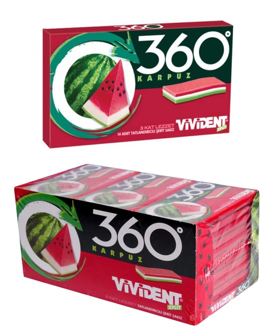 Vivident 360 Sakız 33 g X 18'li Paket Karpuz Aromalı