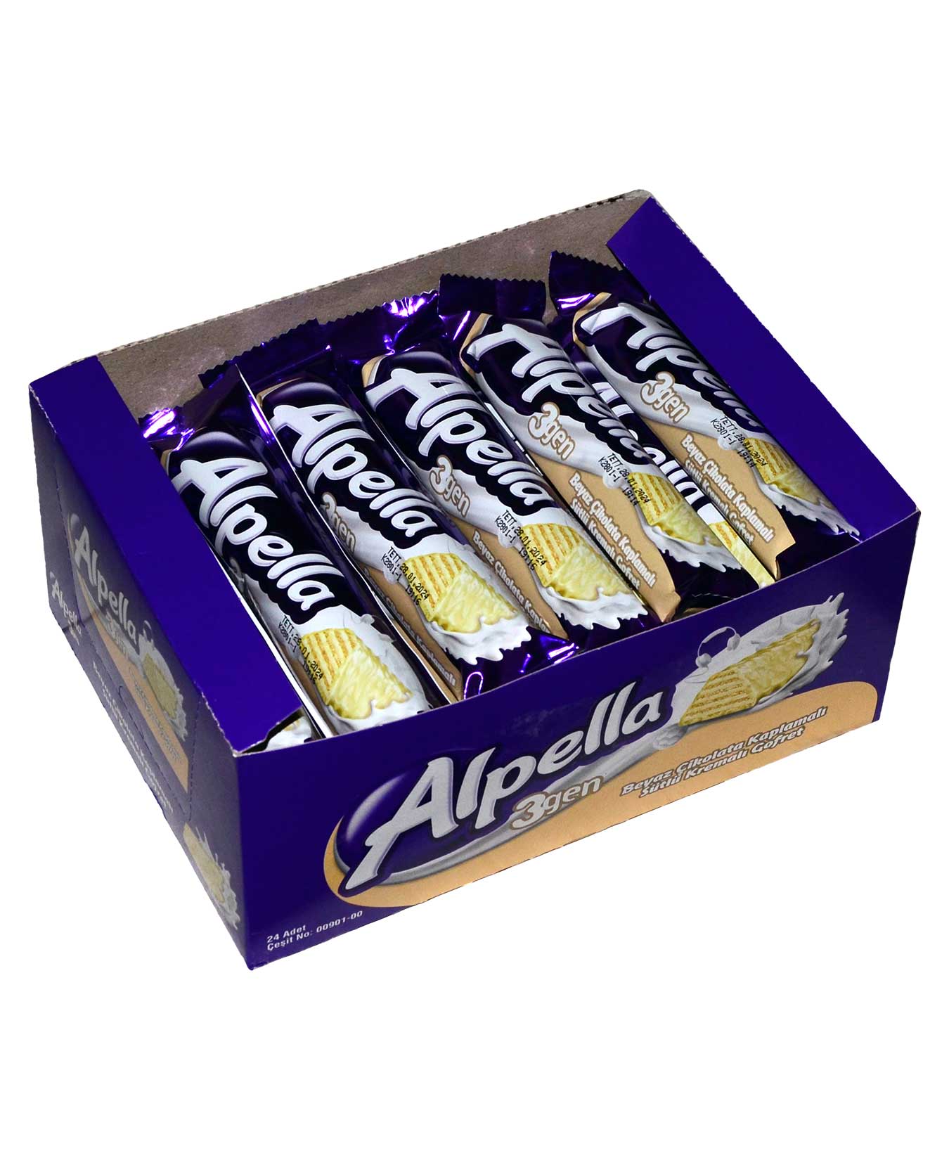 Ülker Alpella 3 Gen Beyaz Çikolatalı Gofret 28 gr x 24'lü Paket