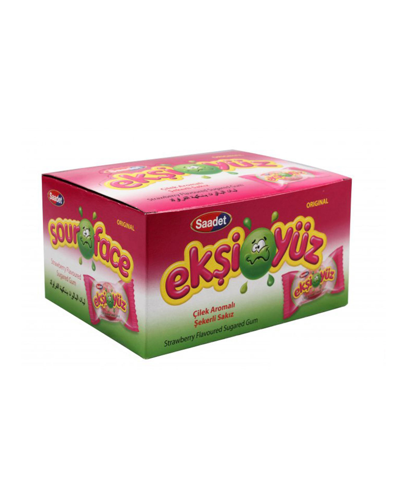 Ekşi Yüz Çilek Aromalı Şekerli Sakız 100'lü Paket