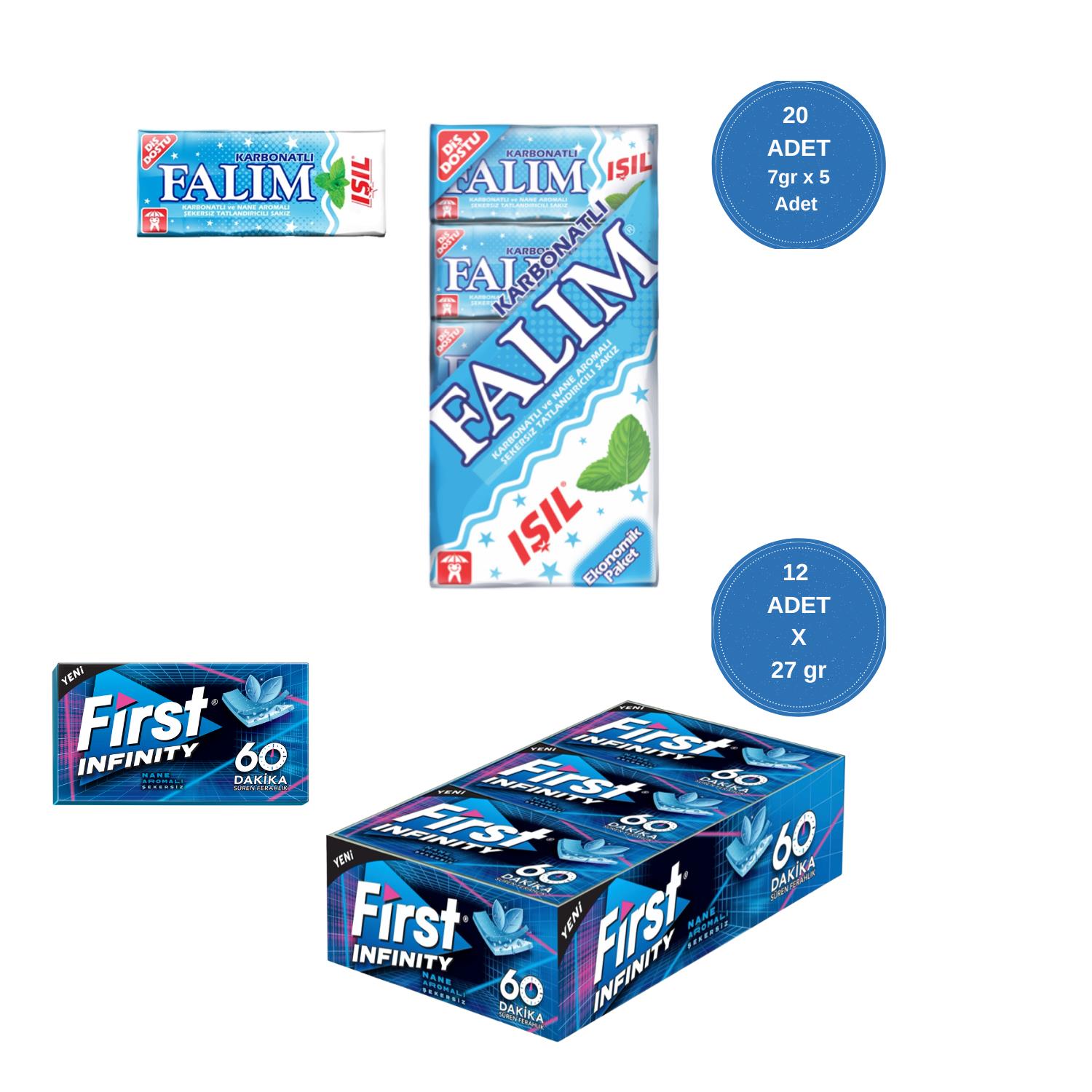 Falım (7gr x 5) x 20 - First (27gr x 12) Avantajlı Falım Işıl Sakız ve ...